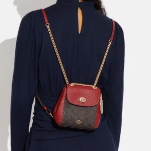 Coach | Bags | Nwt Coach Convertible Brown Red Backpack In Signature ...